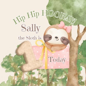 Personalized GIRLS'S 1st Birthday Book | Sloth Theme Birthday Book - Etsy