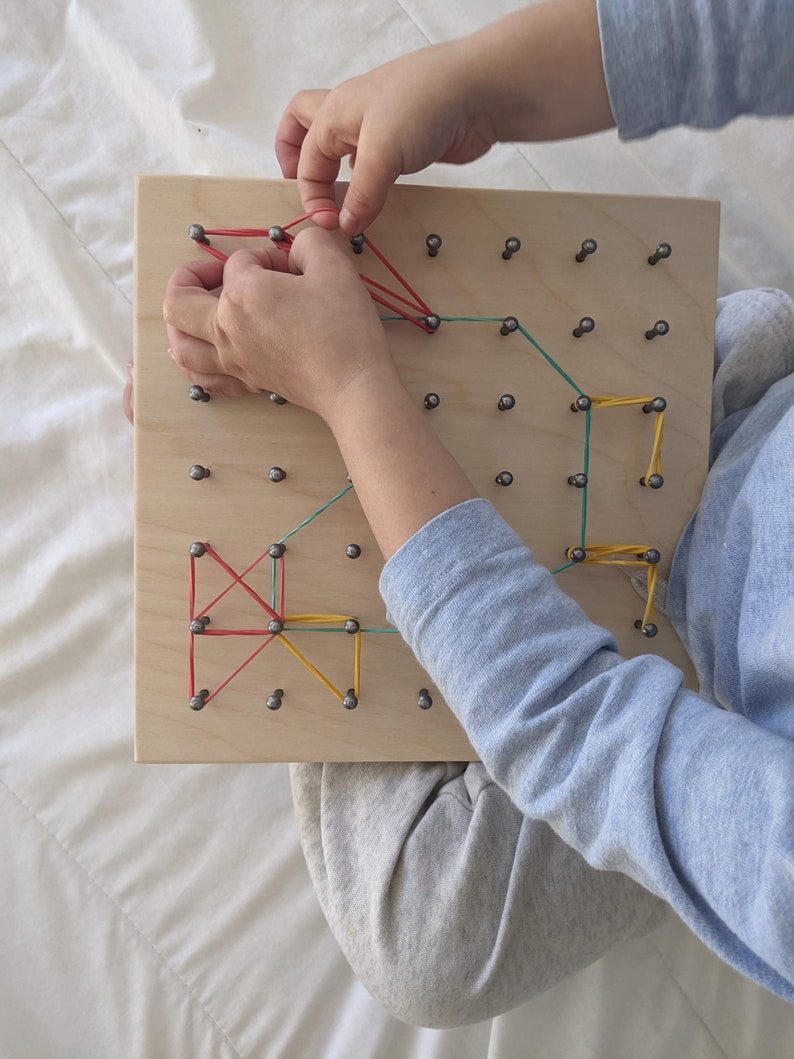 9 Inch Wood Geoboard: Fine Motor Skills Toy - Etsy