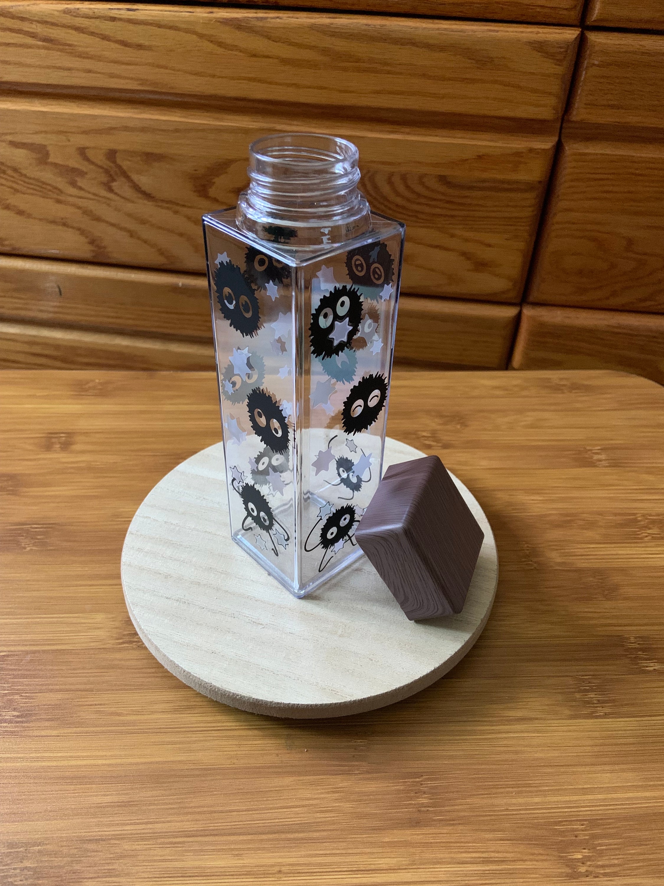 Ghibli Soot Sprites Stars Glass Cup, Water Bottle Color Changing Bottle ...