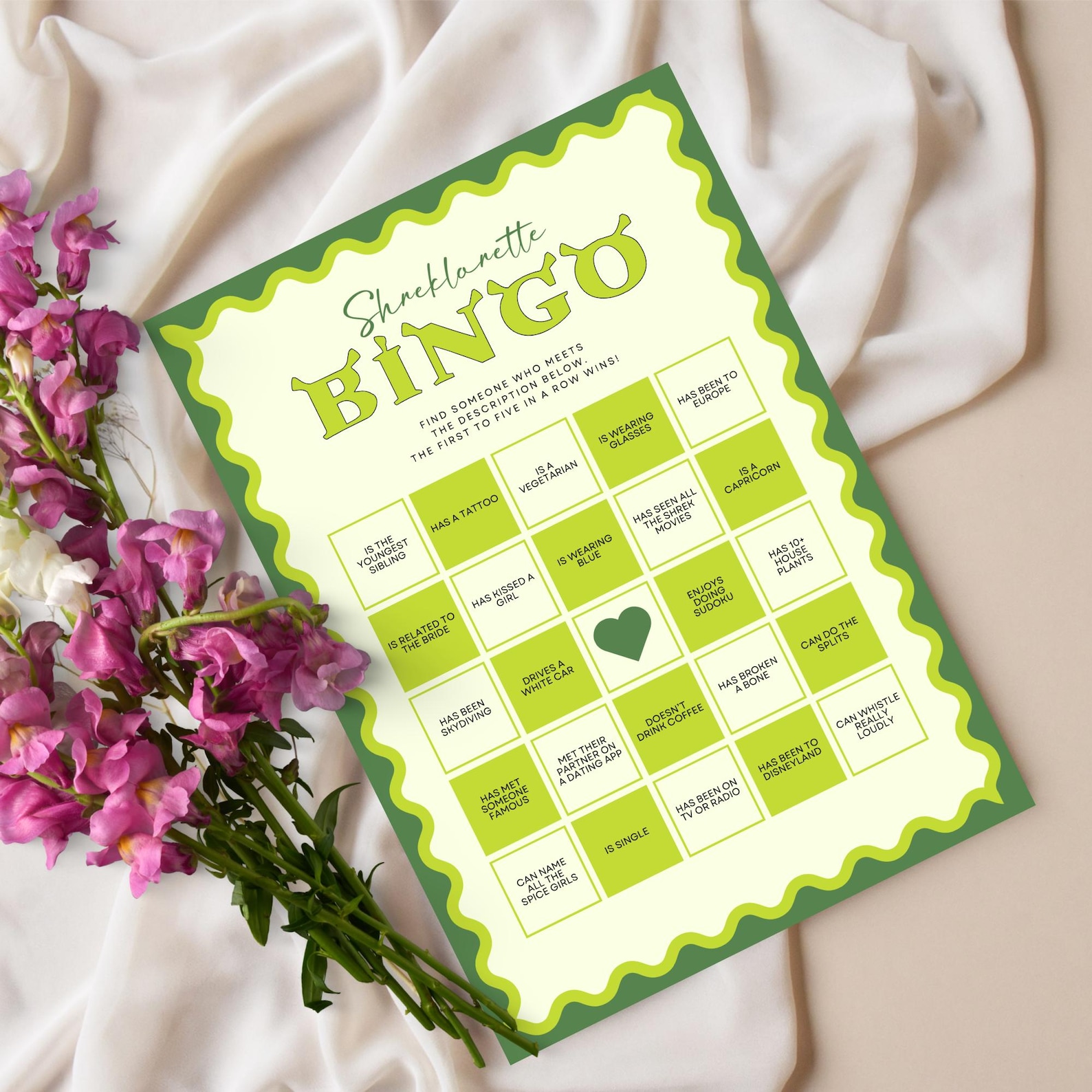 Bachelorette Bingo Game | Shrek Theme | Shreklorette | Bachelorette ...