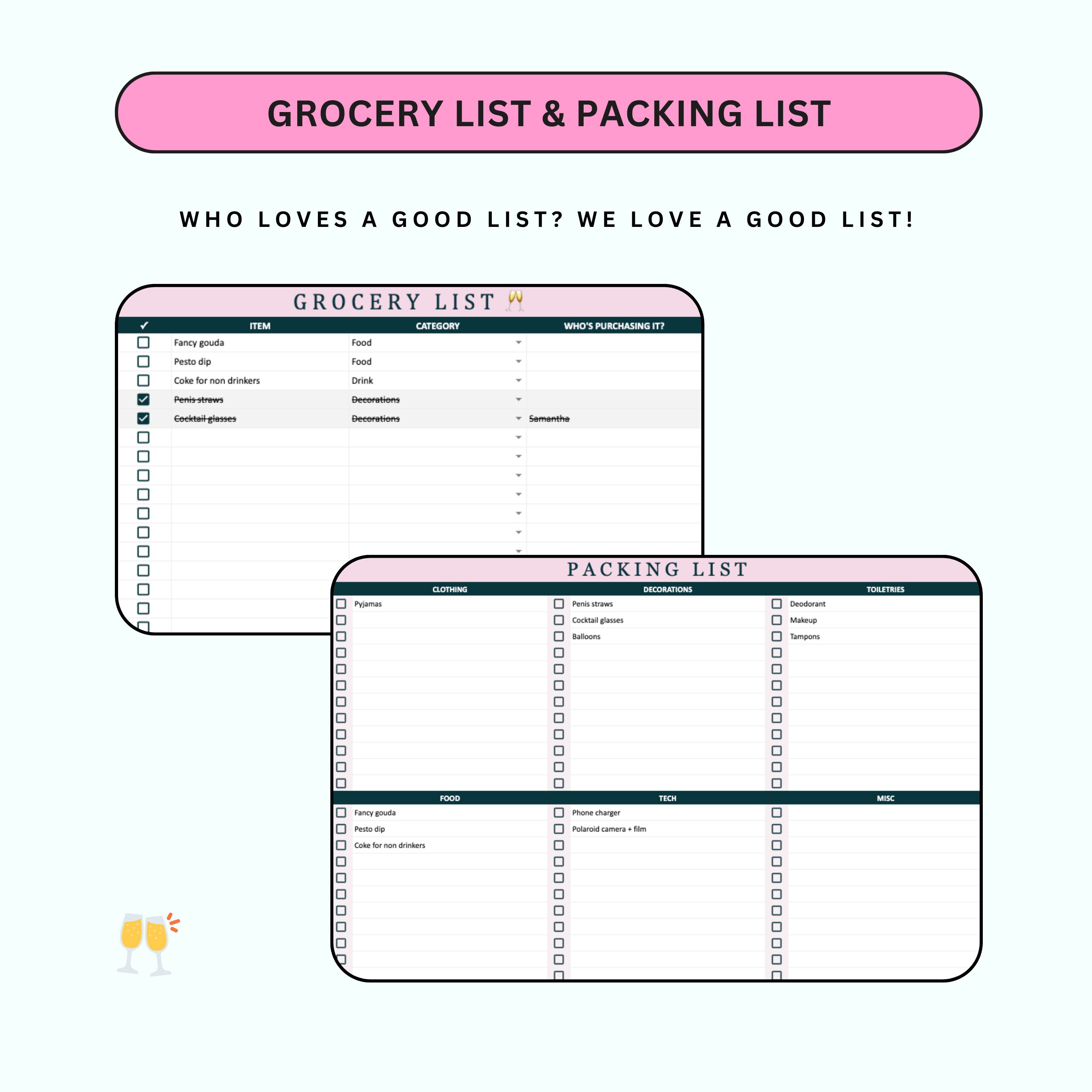 All-in-one Hen Party Planner Spreadsheet Bachelorette Party Organiser ...