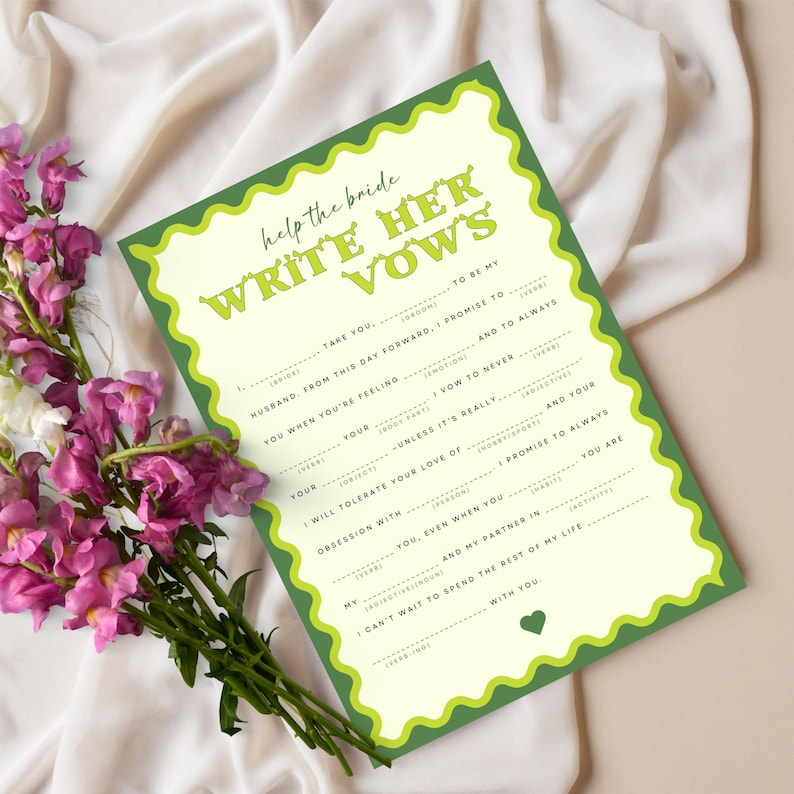 Bachelorette Write Her Vows Game | Shrek Theme | Bachelorette Printable ...