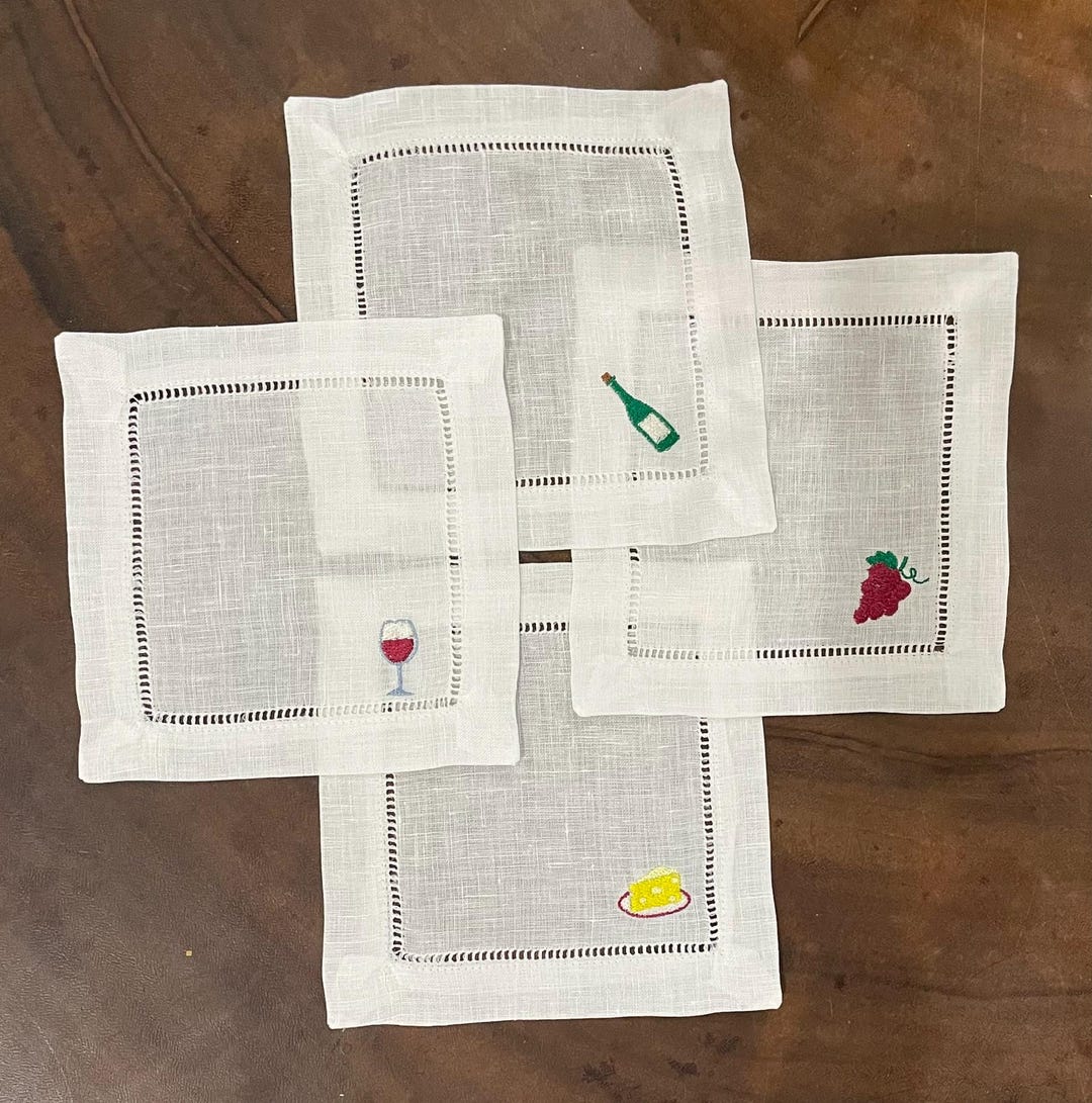 Custom Embroidered Cocktail Napkins- Wine I Party Favor Gifts I ...