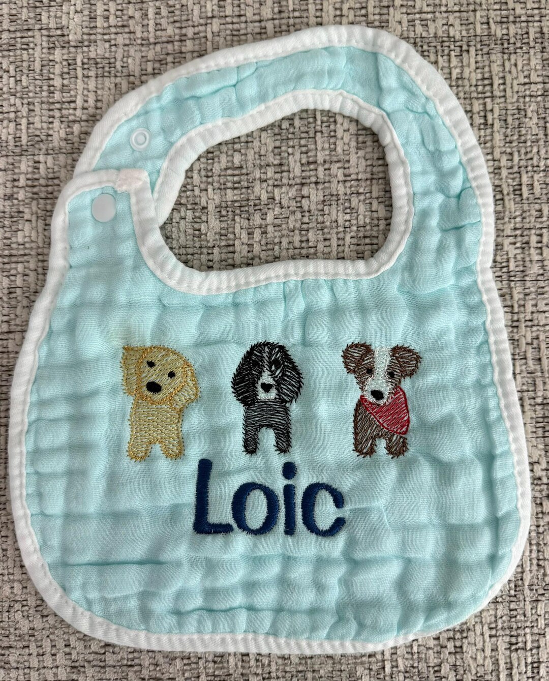 Embroidered Baby Bib- Three Dog With Name Design I Baby Boy Bibs I ...