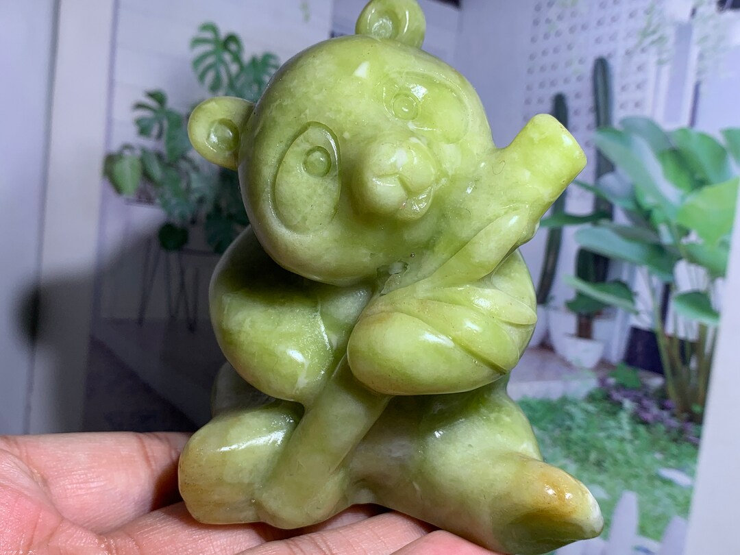 3.3''green Jade Panda,natural Green Jade Quartz Crystal Skull, Hand ...