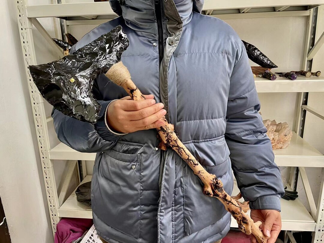 23natural Obsidian Axe, Quartz Crystal Knife Skull, Hand Carved Diy Axe ...