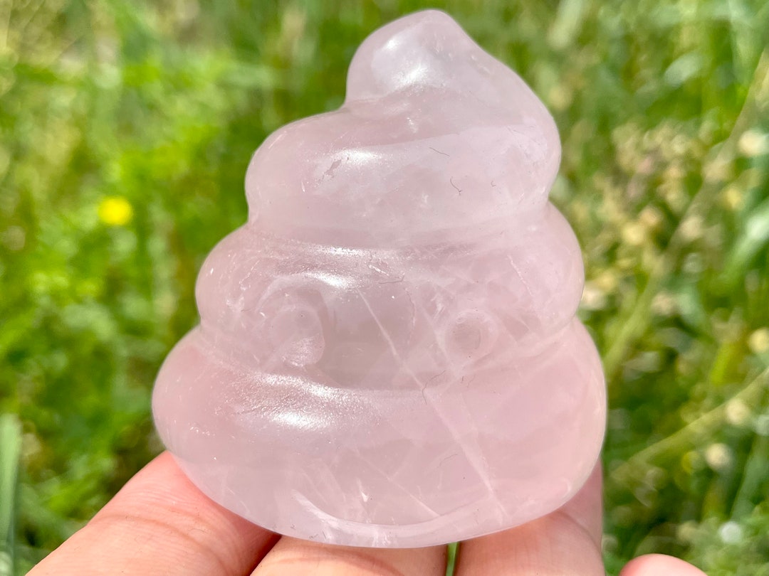 1.8 Natural Pink Rose Crystal,crystal Quartz,crystal Hand Carved Poop ...