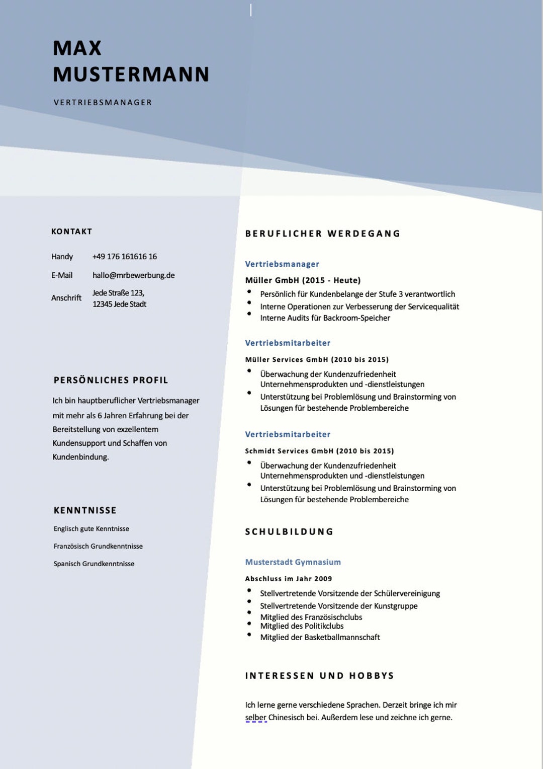 Bewerbungsvorlage Lebenslauf & Anschreiben Professionelles Design Für ...