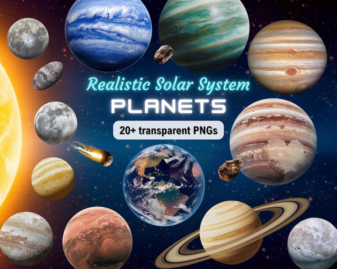Realistic Solar System Clipart | 20+ Transparent Space PNG | Instant ...