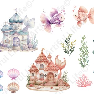 Cute Watercolor Mermaid Clipart Bundle | Cute Mermaids PNG | Cute ...