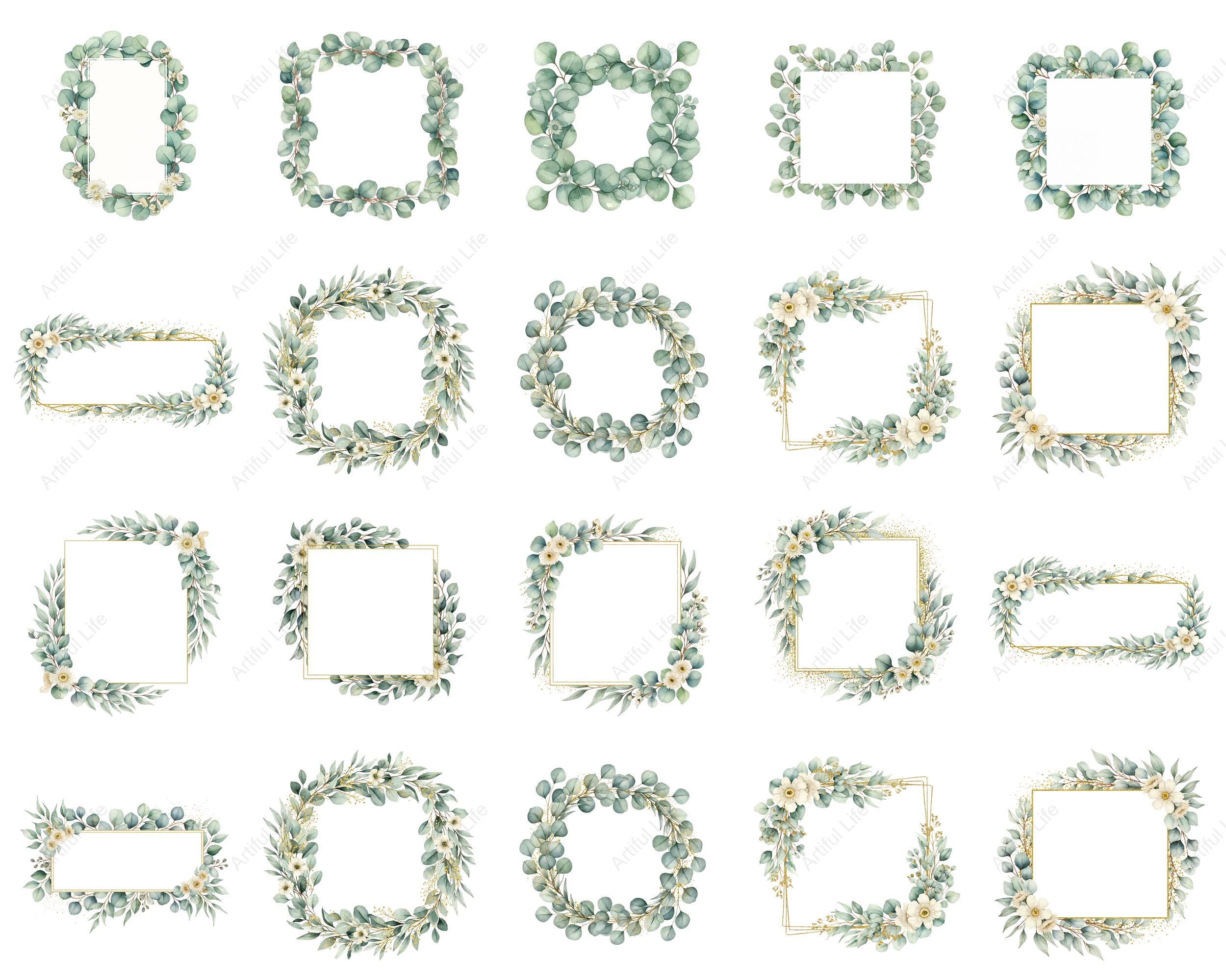 130 PNG Gold Glitter Watercolor Eucalyptus Clipart Bundle | Eucalyptus ...