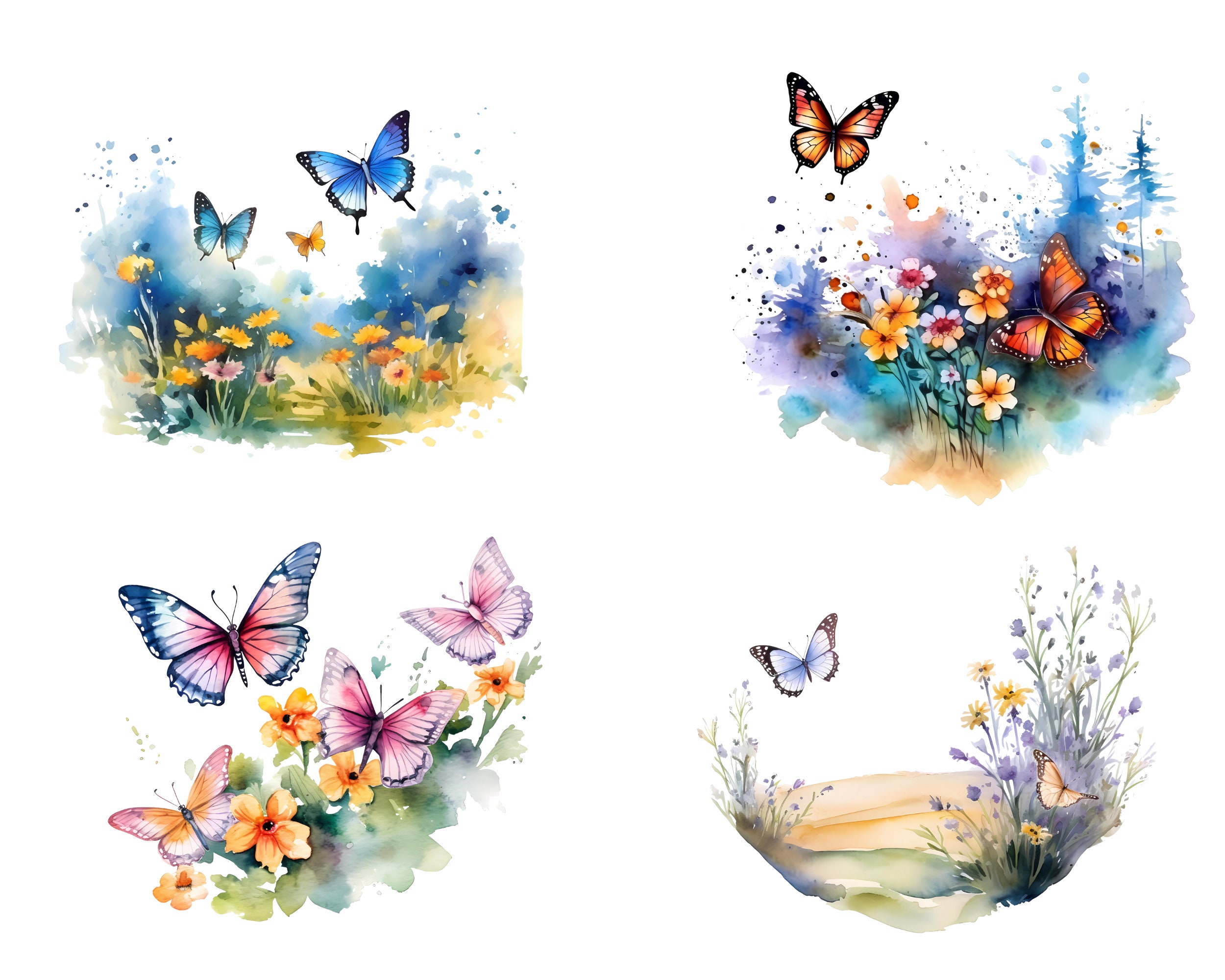 Watercolor Floral Butterfly Clipart | 23 High Quality Transparent Png ...