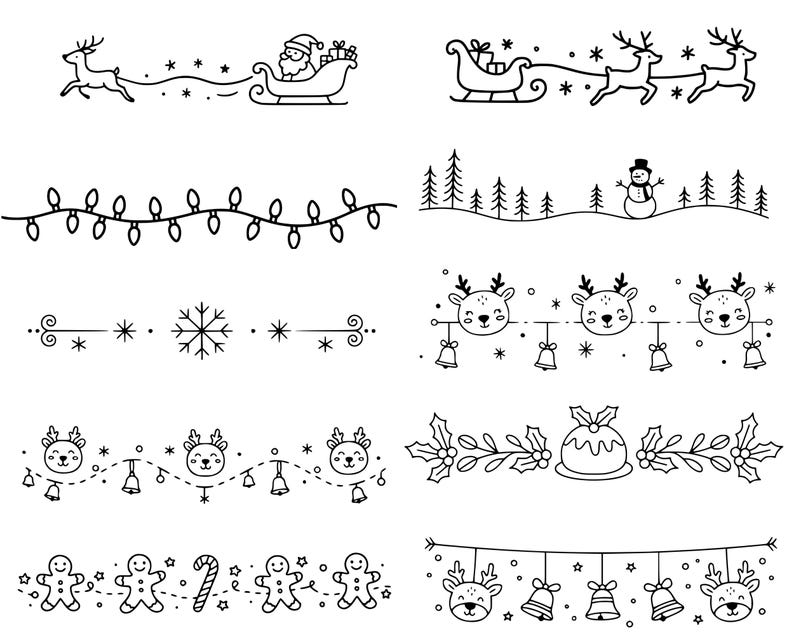 80 Christmas Text Divider SVG PNG Bundle, Line Divider | Design Element ...