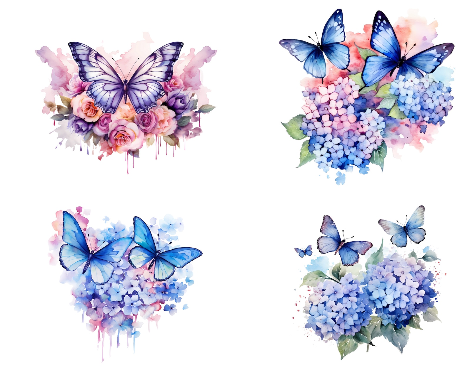 Watercolor Floral Butterfly Clipart 20 High Quality Transparent Png for ...