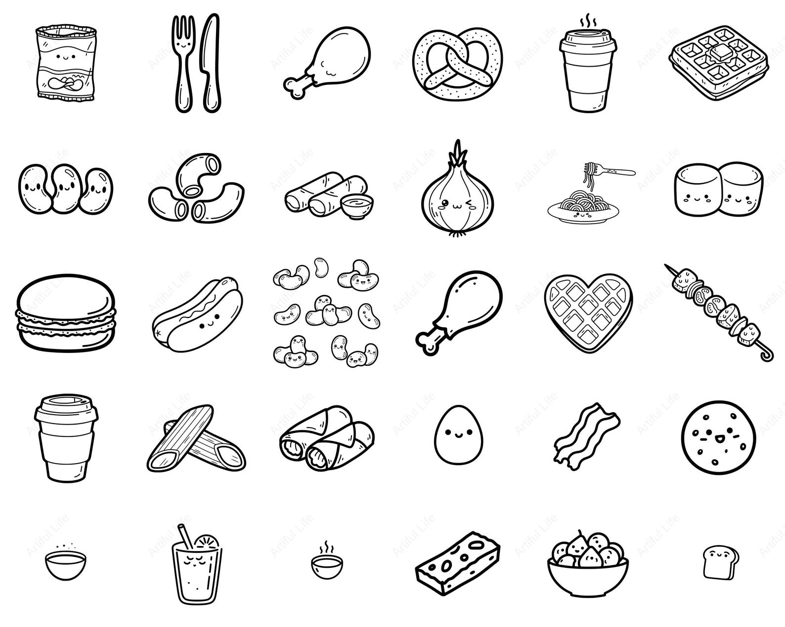 350 Food Doodle Clipart SVG PNG | Cute Food Clipart Bundle | Digital ...