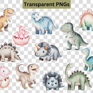 Watercolor Cute Dinosaur Clipart | 40 Transparent Pngs Clipart ...
