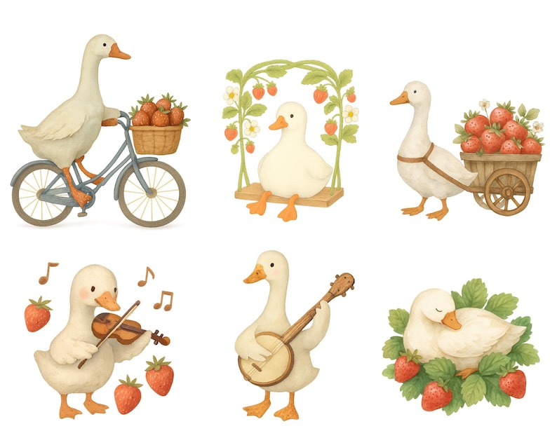 Strawberry Geese Clipart Png | Cute Goose | Strawberry Cottage ...
