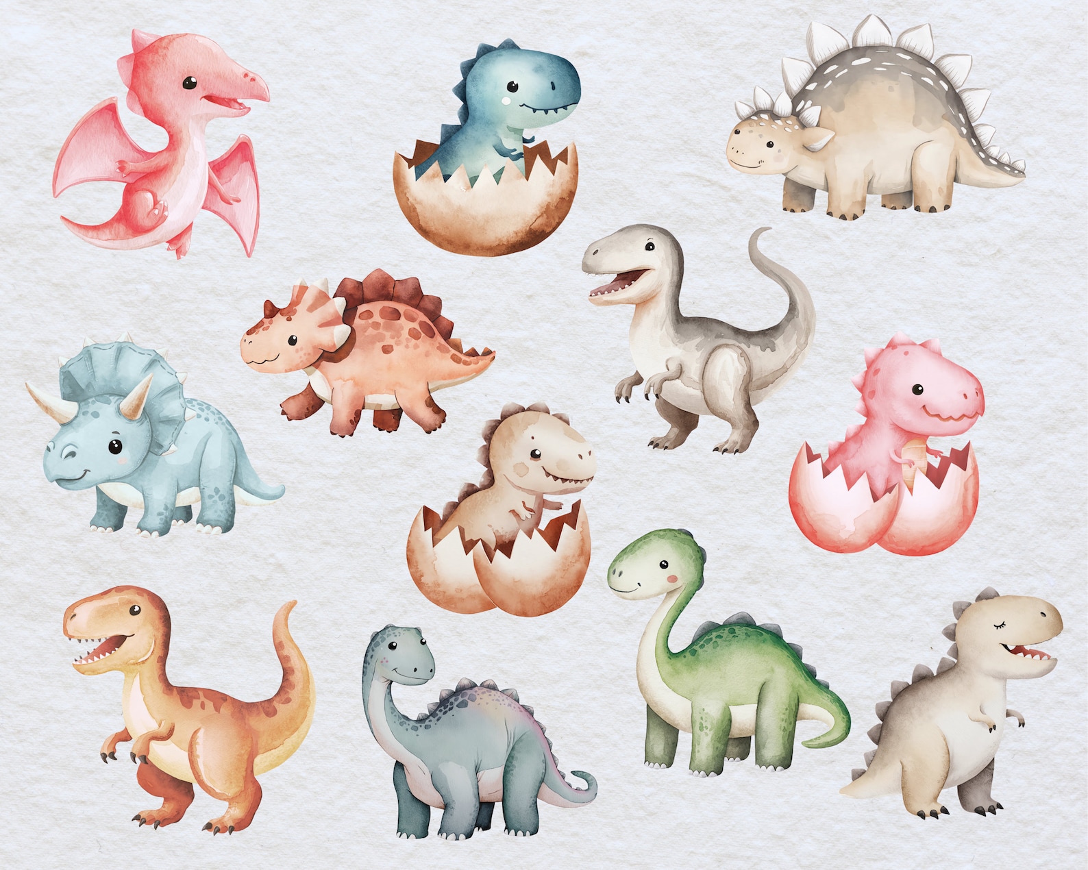 Watercolor Cute Dinosaur Clipart | 40 Transparent Pngs Clipart ...