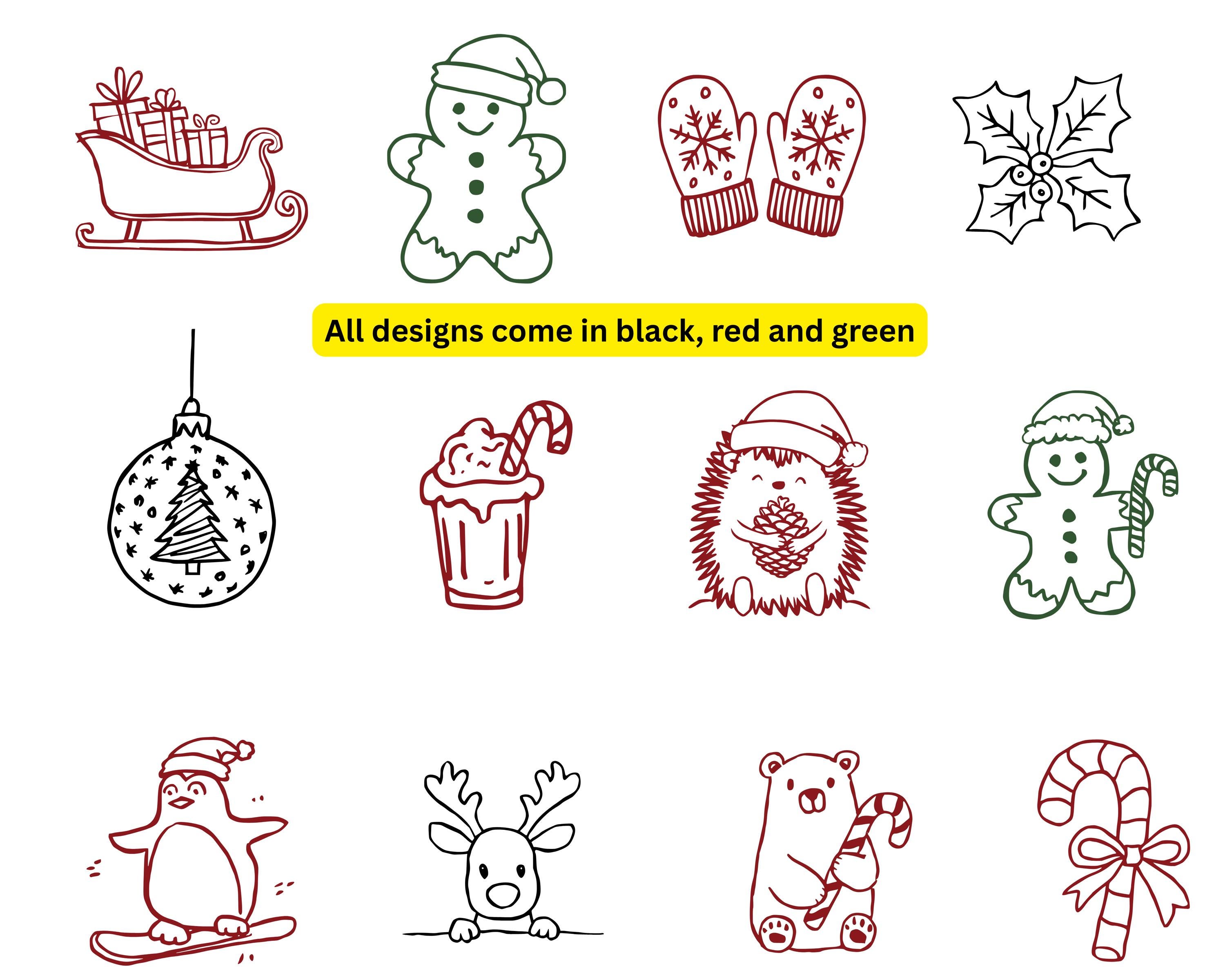200 X Christmas Doodle Png Svg | Hand Drawn Christmas Clipart Bundle ...