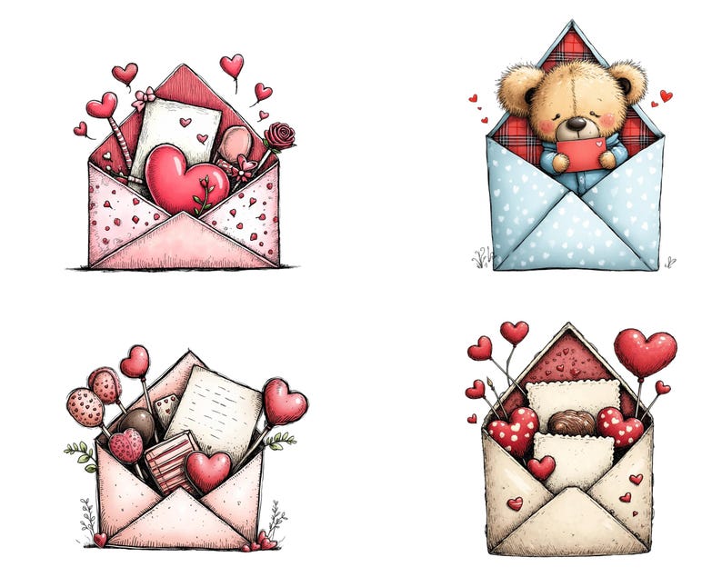 45 Whimsical Valentines Letters Clipart | Whimsical Valentine Clipart ...