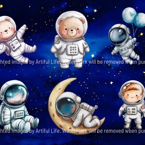 Space Watercolor Clipart | Cute Astronauts | Planets | Rockets | Space ...