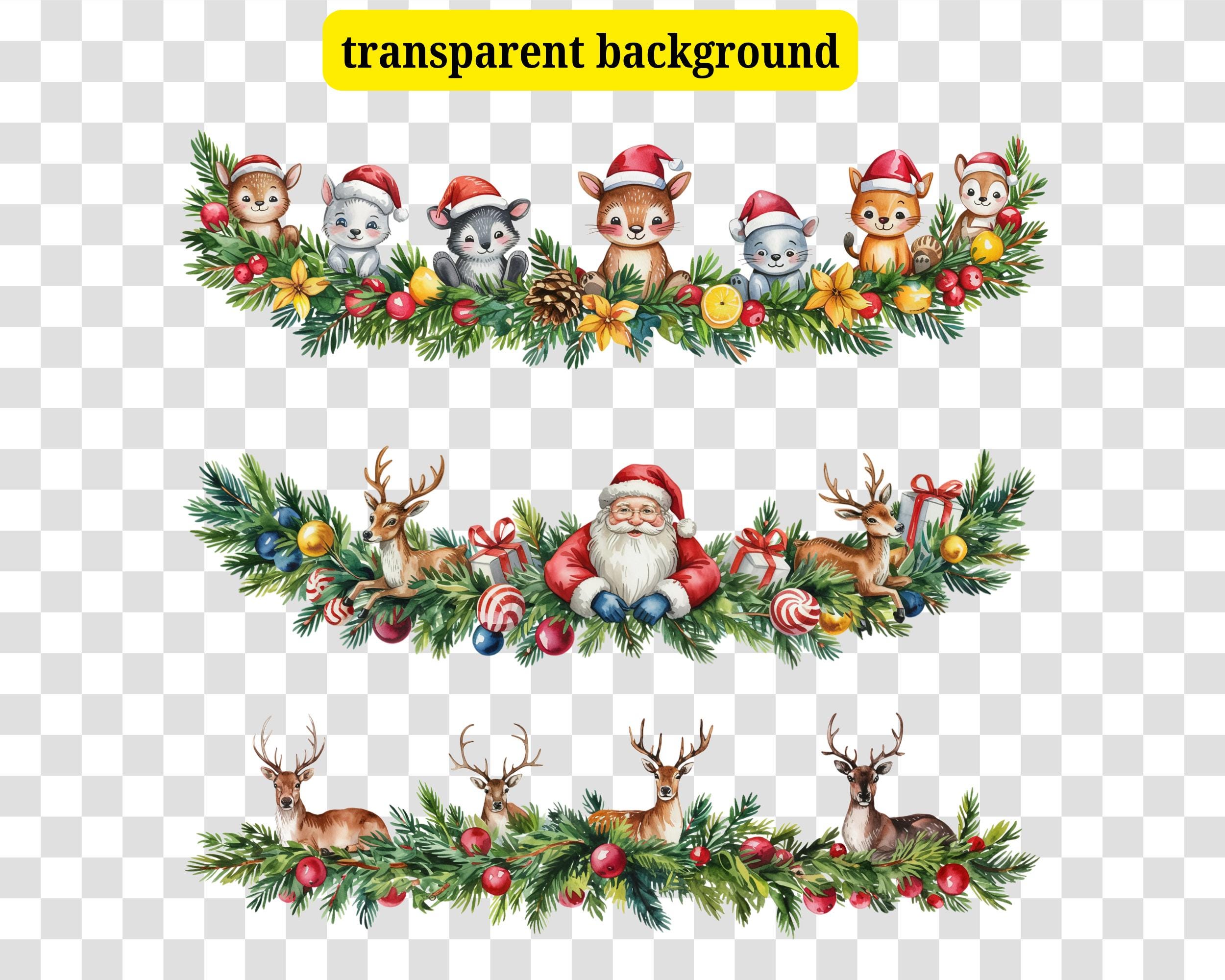 90 X Christmas Garland Borders Clipart PNG | Winter Christmas Festive ...