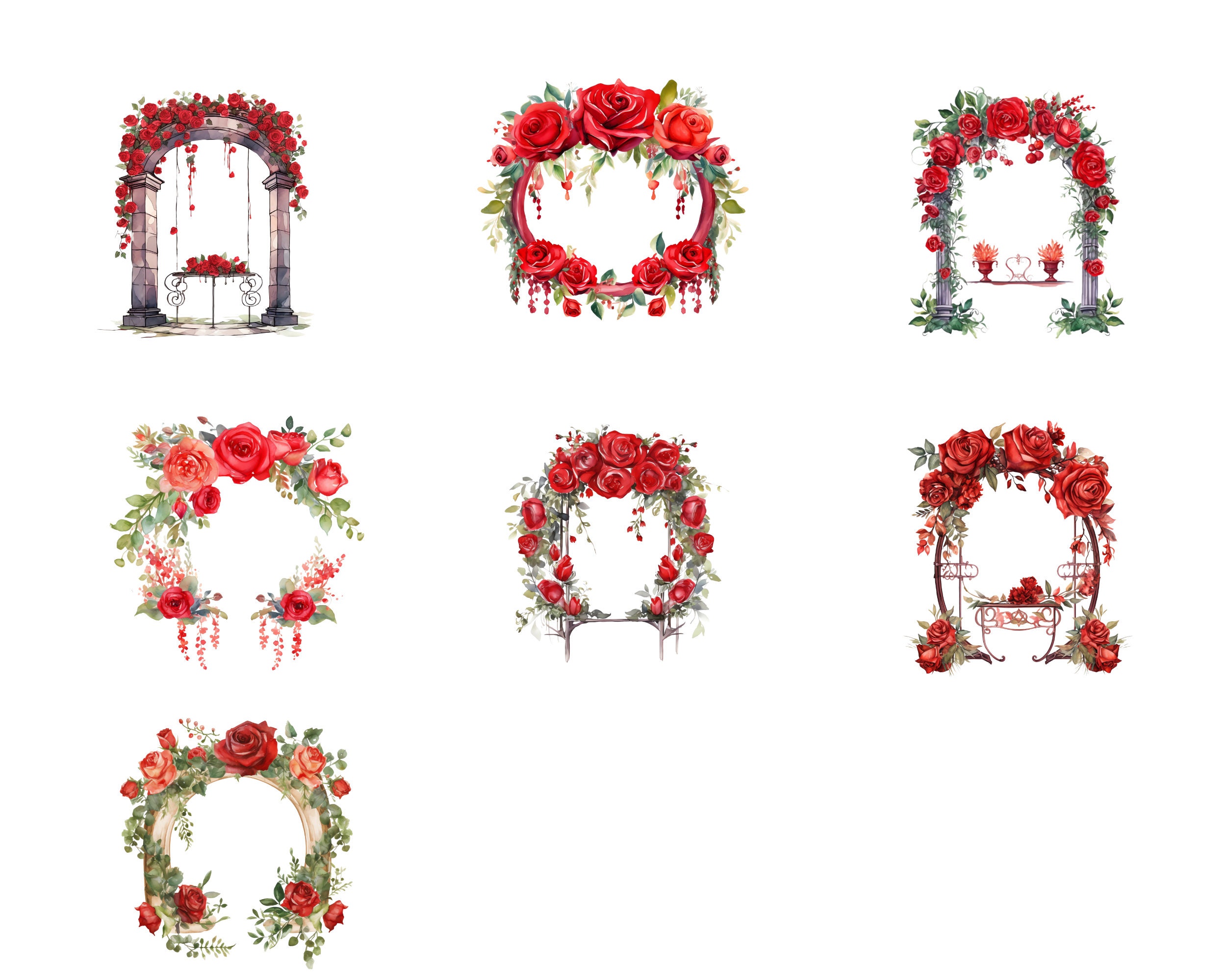 Red Roses Clipart Transparent Png - Mega Bundle 43 Designs - Instant ...