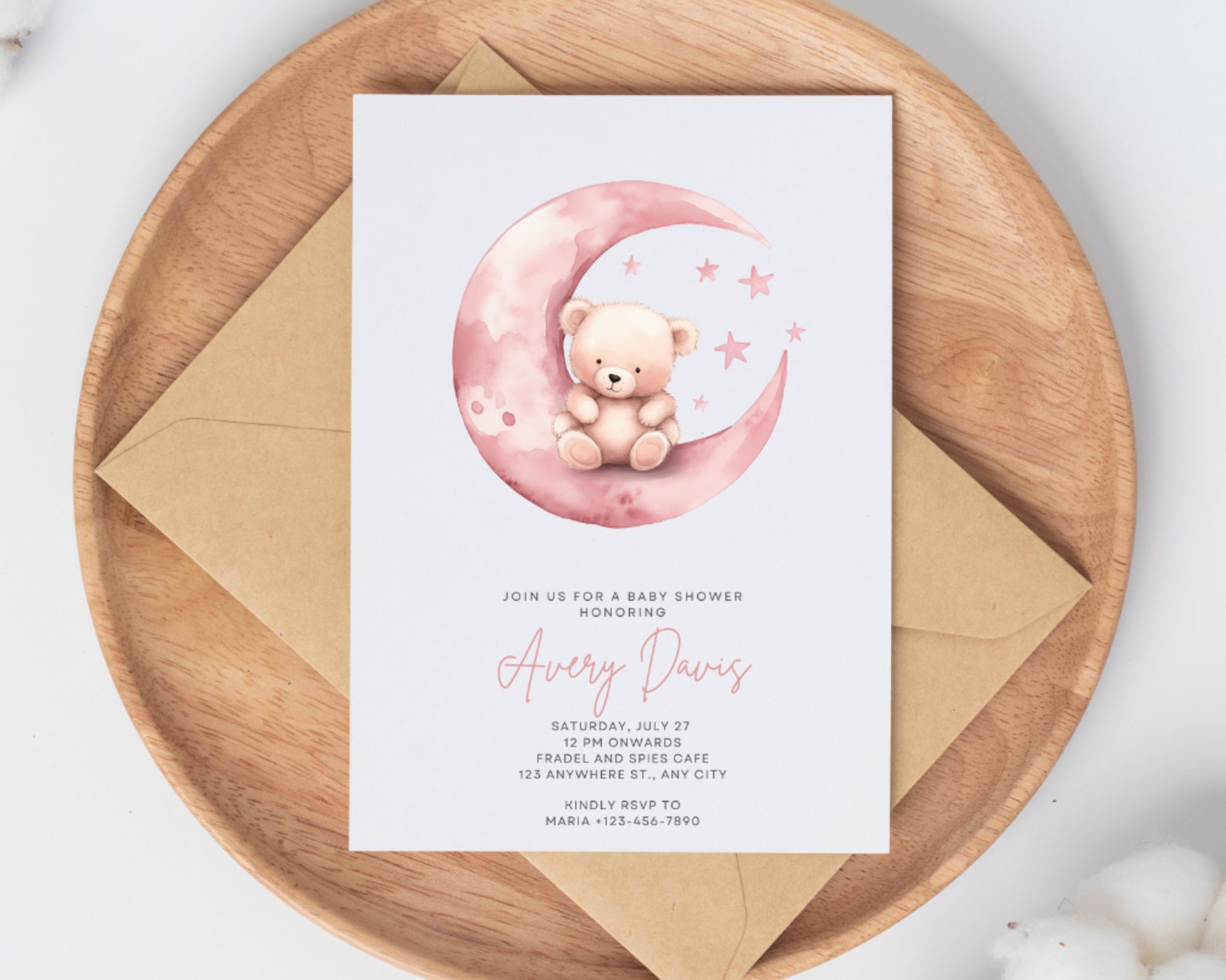 Watercolor Teddy Bear Clipart | Baby Shower for a Girl | 37 Transparent ...