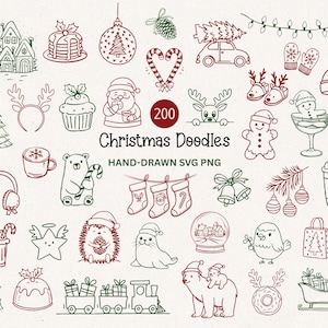 200 X Christmas Doodle Png Svg | Hand Drawn Christmas Clipart Bundle ...
