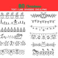 80 Christmas Text Divider SVG PNG Bundle, Line Divider | Design Element ...