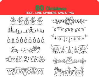 40 Christmas Text Divider SVG PNG Bundle, Line Divider | Design Element ...