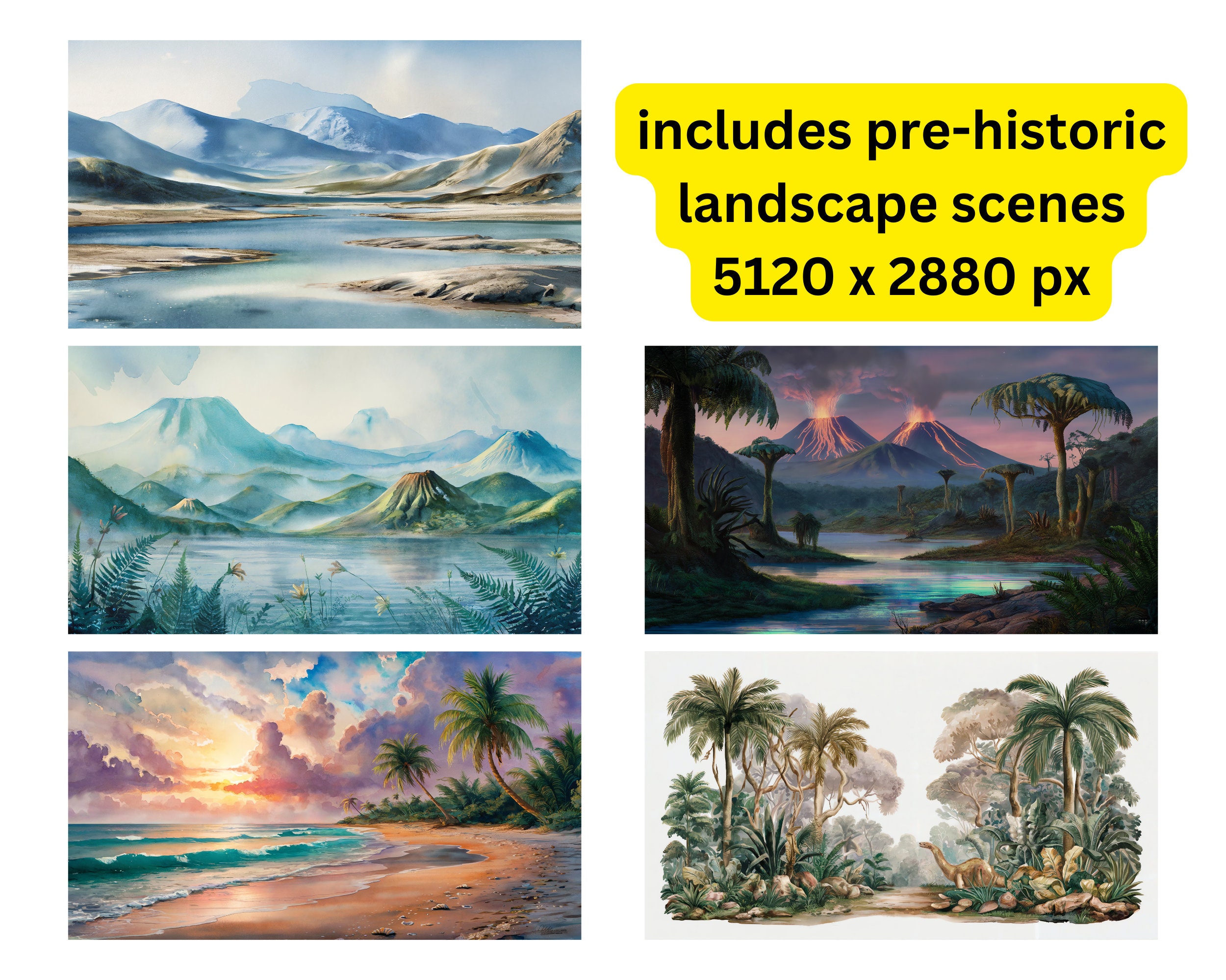 Watercolor Realistic Dinosaur Clipart | Dinosaur Wall Art Bundle Set ...
