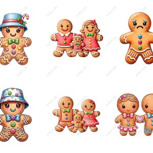Cute Gingerbread Man Clipart | 50 PNG Festive Cookie Graphics | Holiday ...