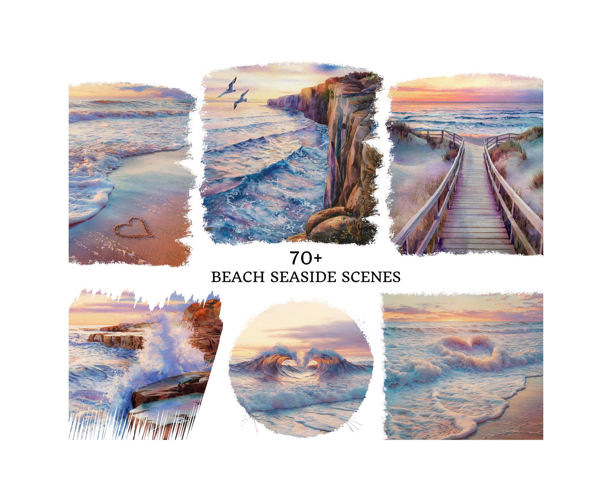 200 + Watercolor Beach Mega Bundle Sublimation and Digital Papers Set ...