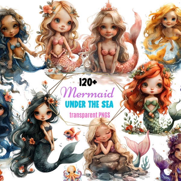 Mermaid Clipart - Etsy