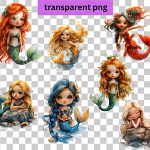 120+ Watercolor Mermaid Clipart Bundle |cute Mermaids PNG | Cute Sea ...