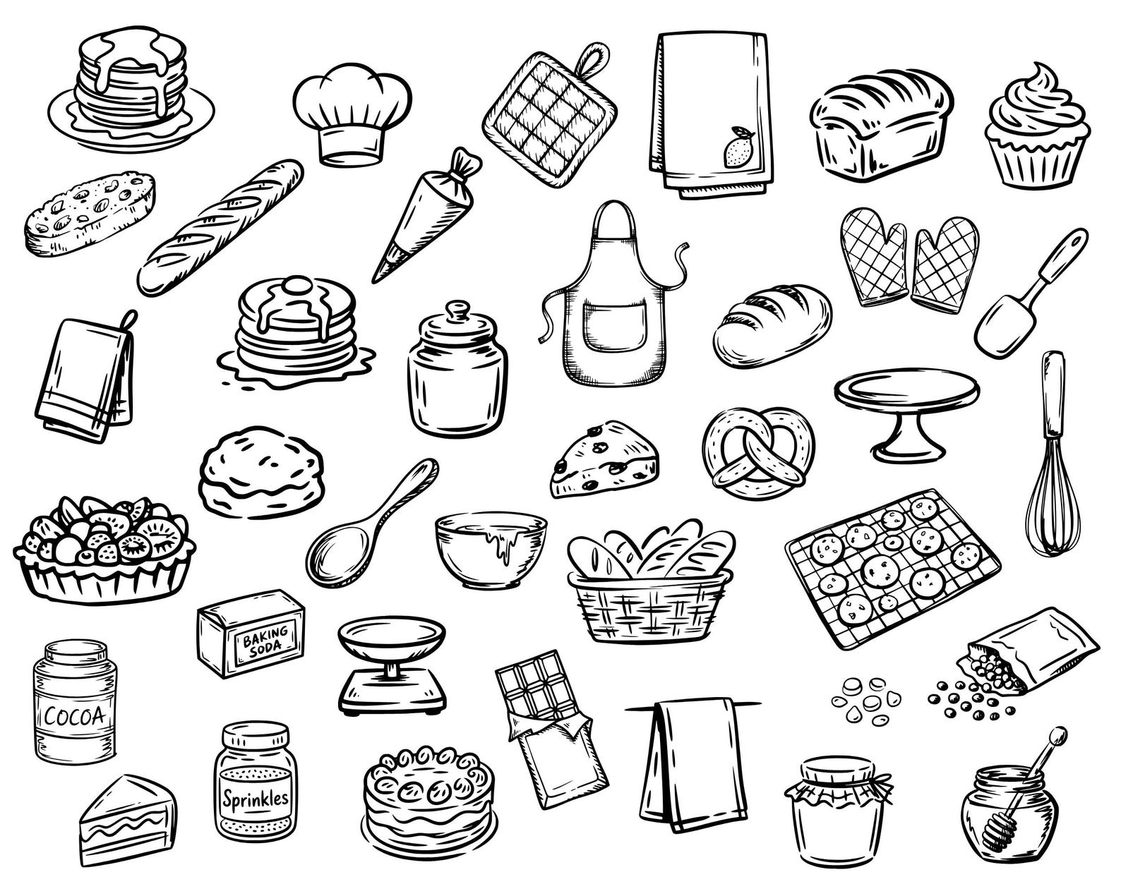 150 Baking SVG PNG Bundle Illustrations | Bakery Svg | Food Clip Art ...