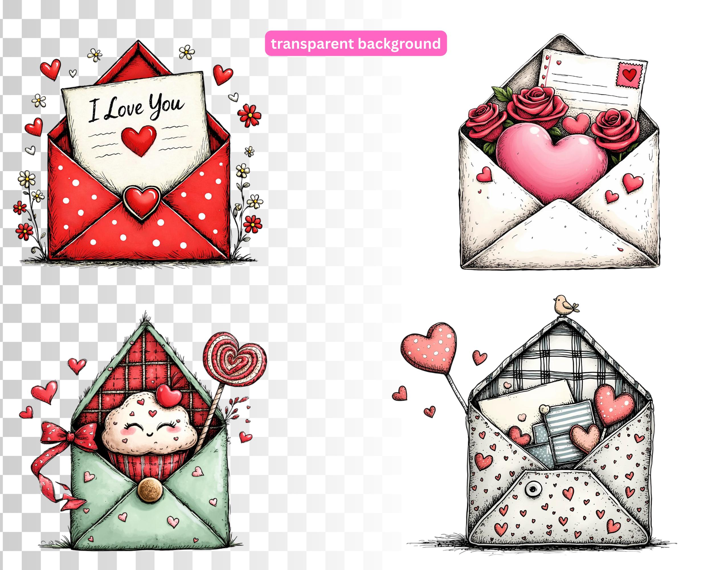 45 Whimsical Valentines Letters Clipart | Whimsical Valentine Clipart ...