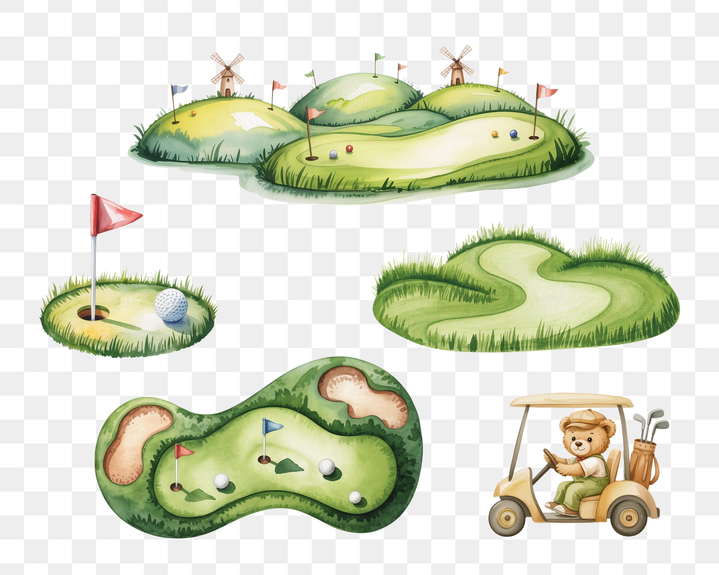 Cute Golf Clipart Watercolor PNG | Golf Equipment | Sporting Activity ...