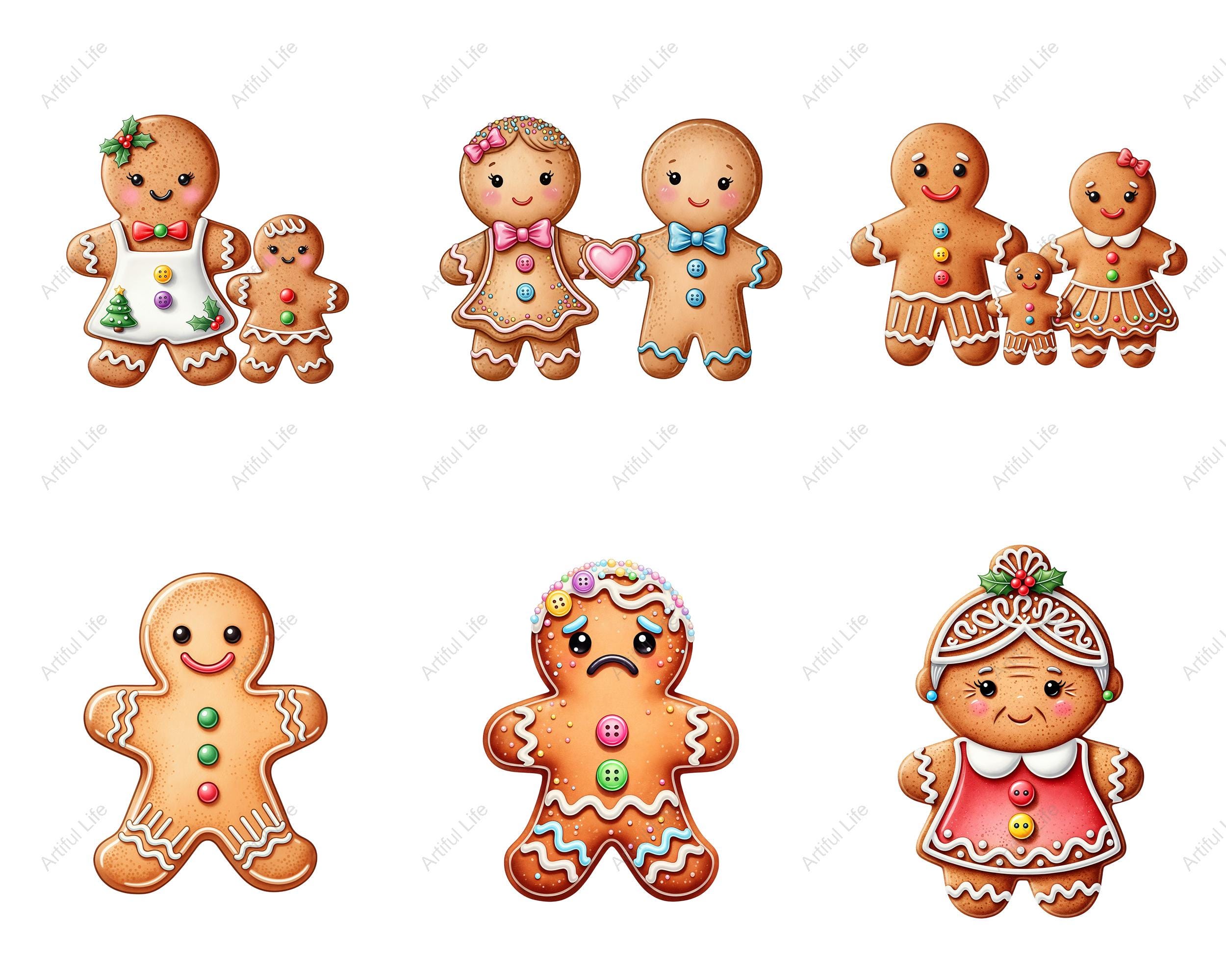 Cute Gingerbread Man Clipart | 50 PNG Festive Cookie Graphics | Holiday ...