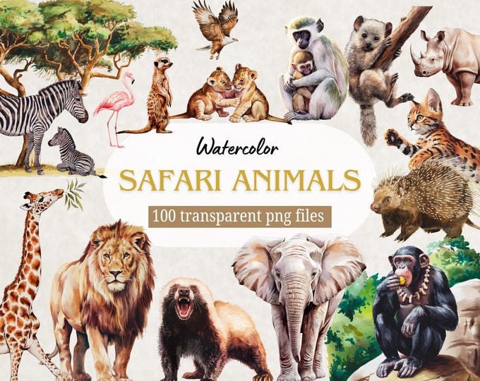 Safari Animals Clipart Bundle,africa Animals Clipart Set,wild Animals ...