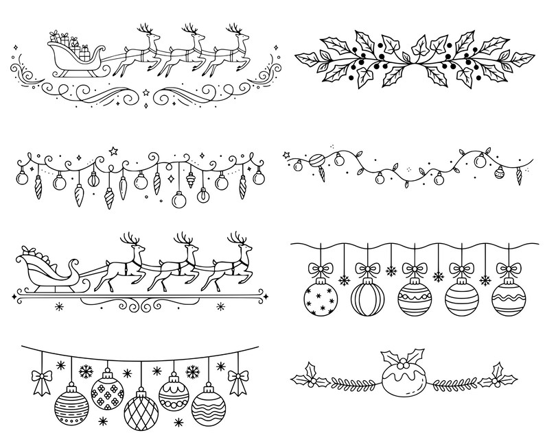 80 Christmas Text Divider SVG PNG Bundle, Line Divider | Design Element ...