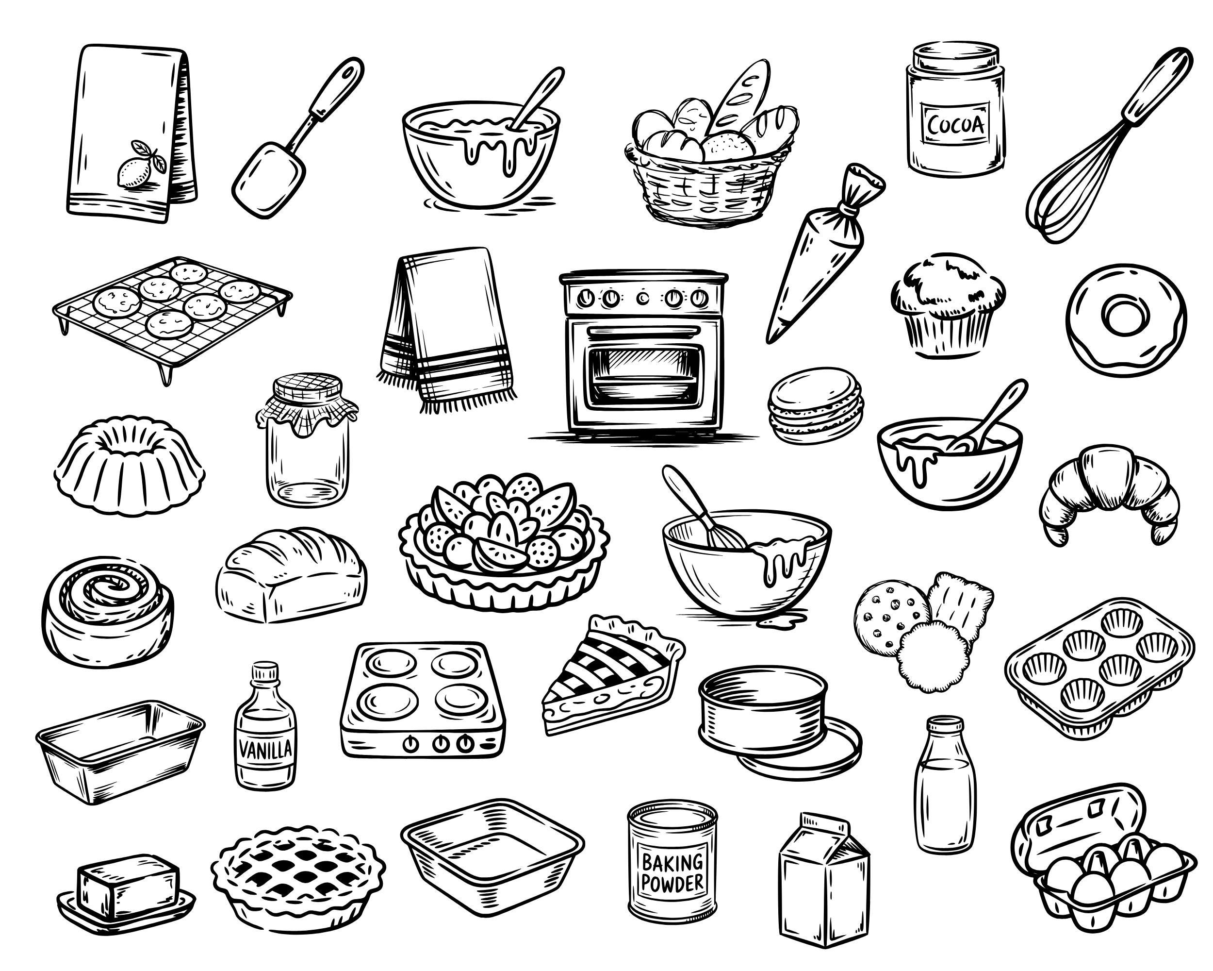 150 Baking SVG PNG Bundle Illustrations | Bakery Svg | Food Clip Art ...
