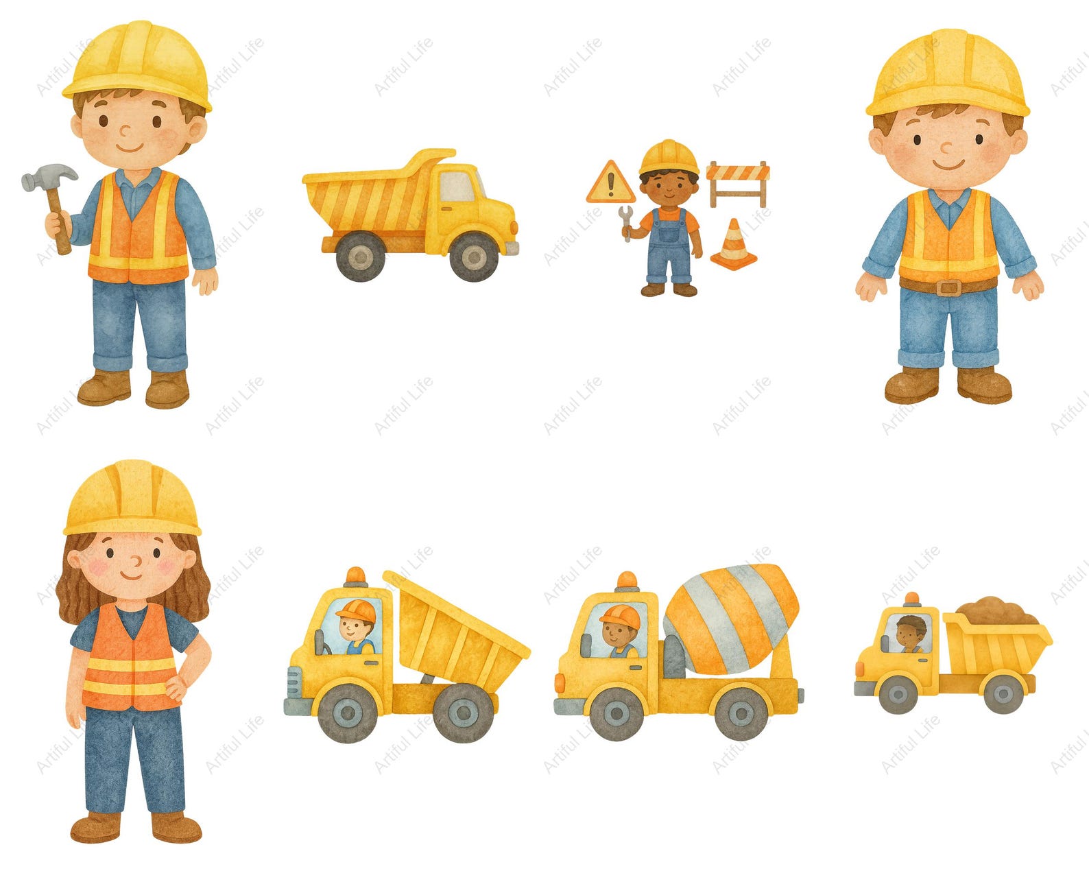 70 X Kids Construction Clipart | Construction Party | Birthday Party ...
