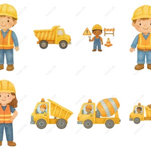 70 X Kids Construction Clipart | Construction Party | Birthday Party ...