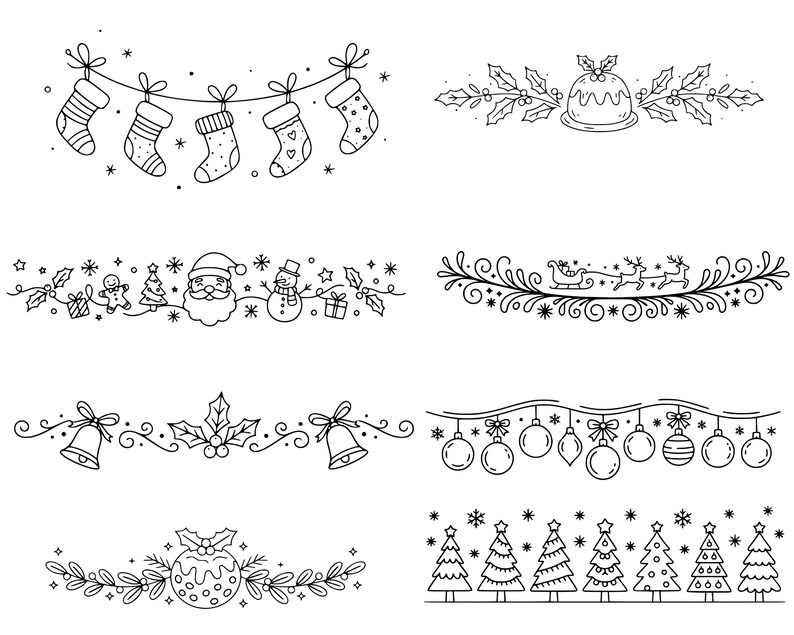 80 Christmas Text Divider SVG PNG Bundle, Line Divider | Design Element ...