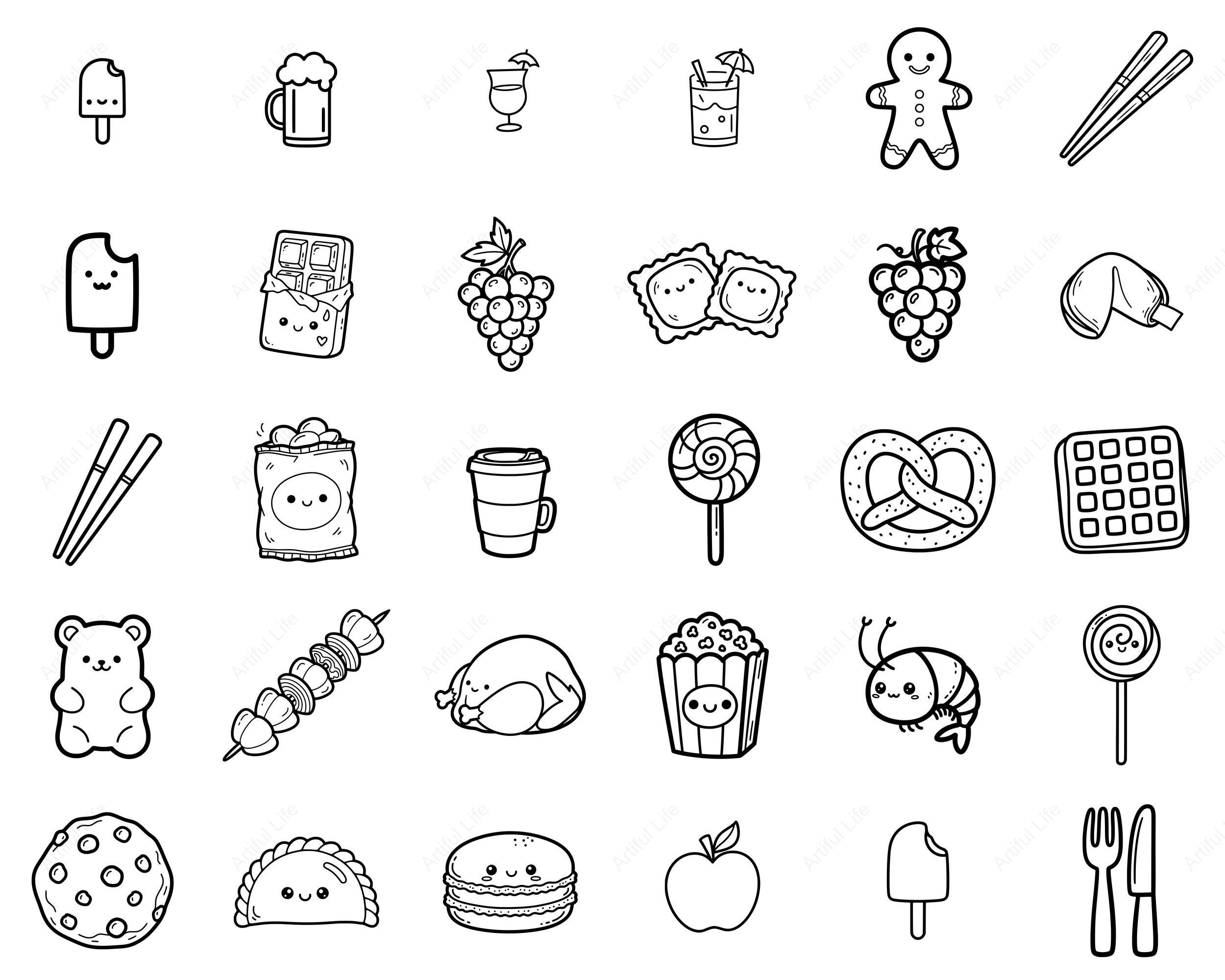 350 Food Doodle Clipart SVG PNG | Cute Food Clipart Bundle | Digital ...