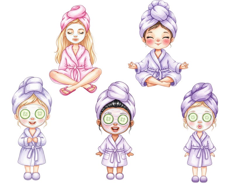 Spa Watercolor Clipart PNG | Spa Party | Spa Girls | Kids Clipart ...