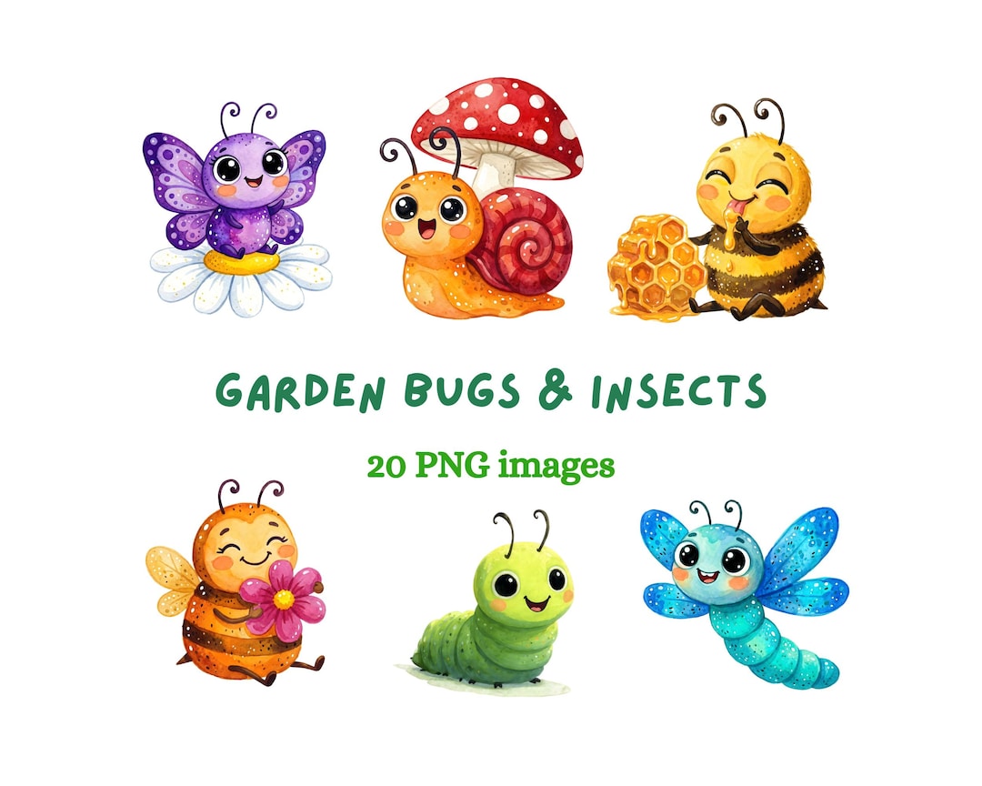 20 Colorful Bug Clip Art Bundle | Color Insects Clipart for Kids | Cute ...
