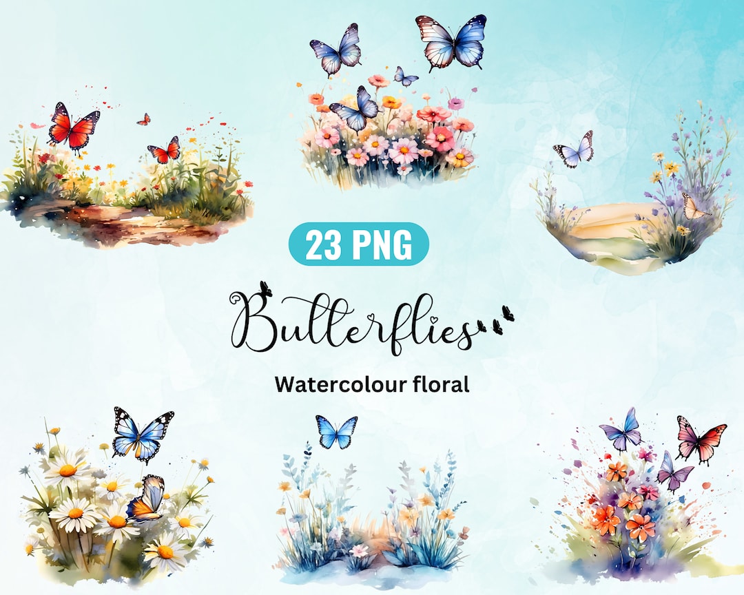 Watercolor Floral Butterfly Clipart | 23 High Quality Transparent Png ...